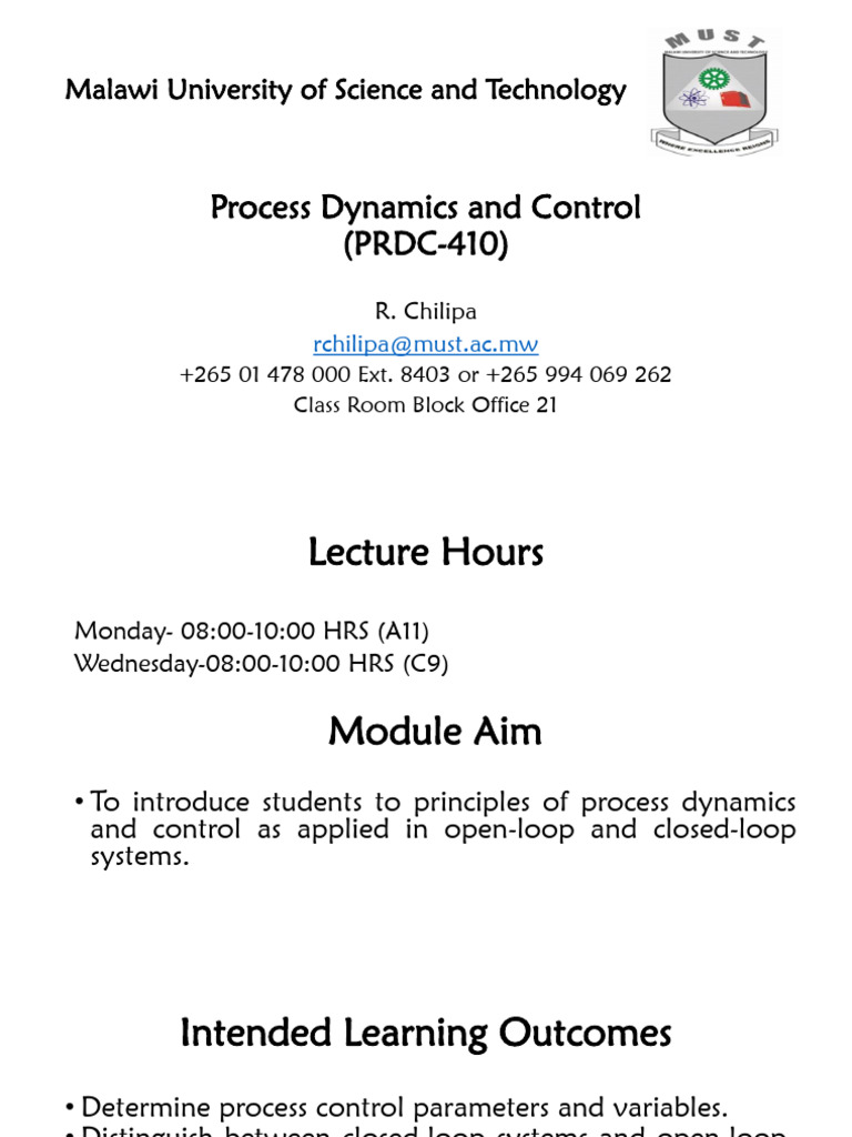 Process Dynamics and Control Course Overview | PDF | Control Theory | Feedback