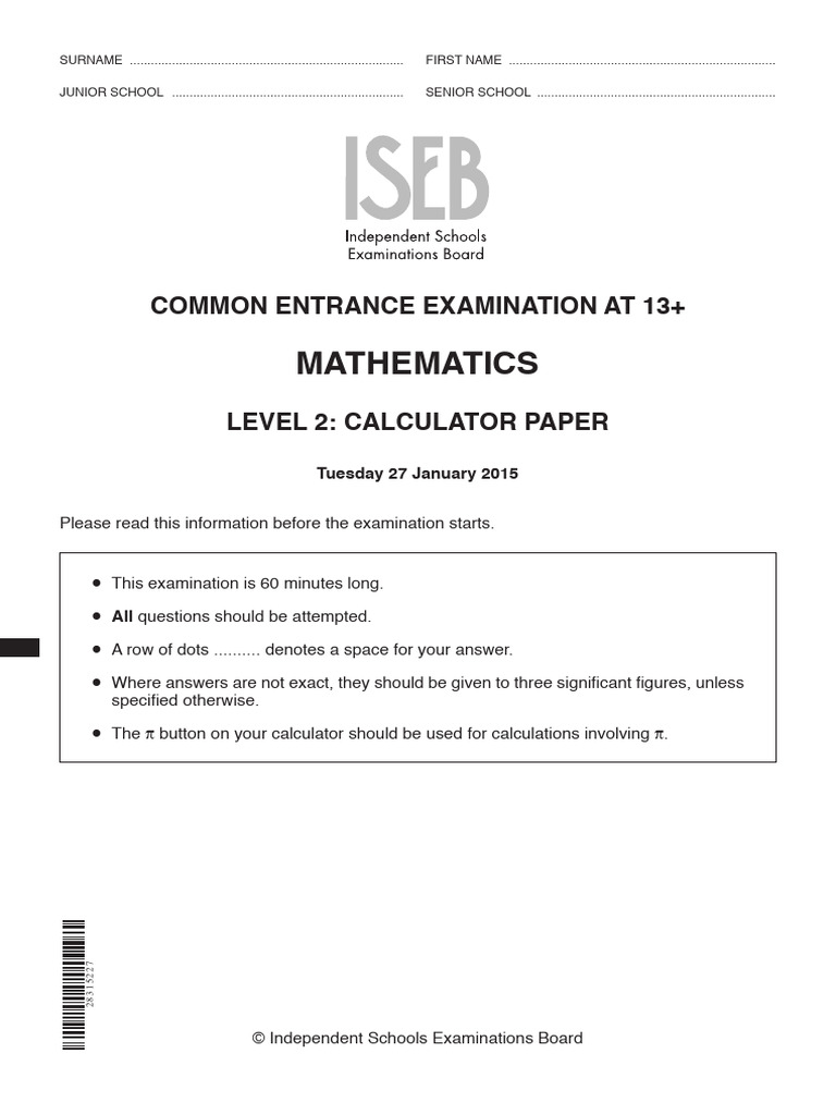13+ Mathematics Exam Calculator Paper | PDF | Significant Figures | Speed