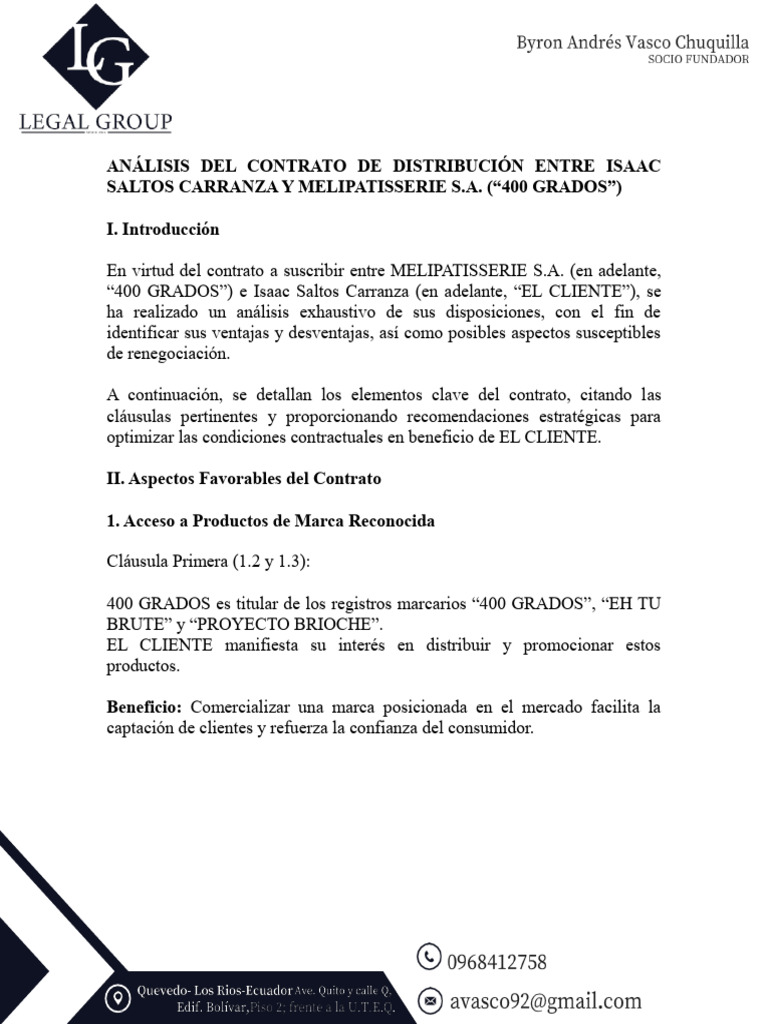 ANÁLISIS DEL CONTRATO DE DISTRIBUCIÓN ENTRE ISAAC SALTOS CARRANZA Y ...