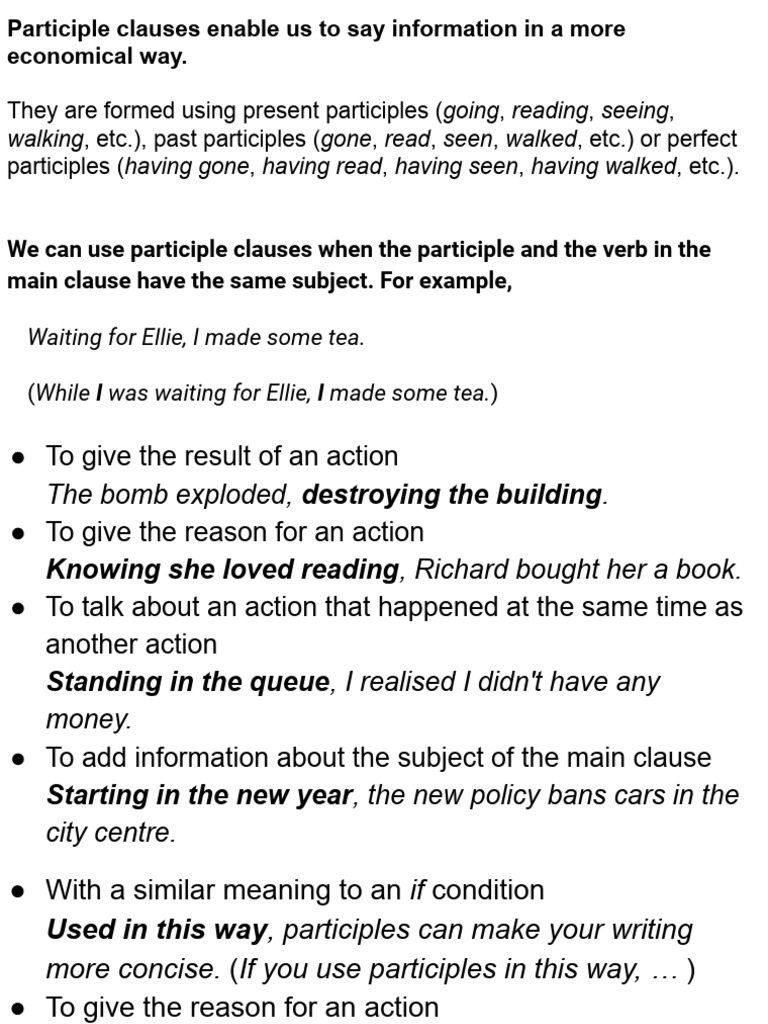 Using Participle Clauses Effectively | PDF | Elvis Presley