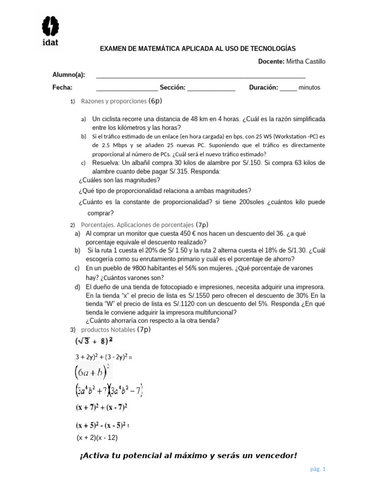 Evaluación Continua 3. Mat | PDF