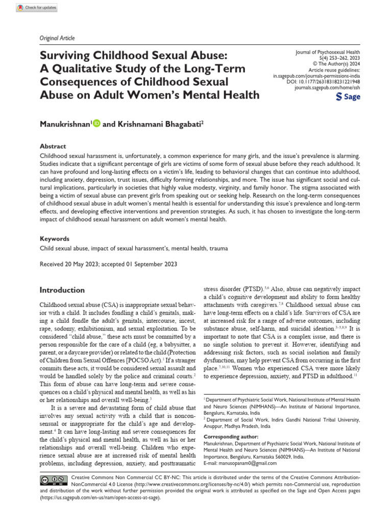 Long-Term Effects of Childhood Sexual Abuse | PDF | Child Abuse ...