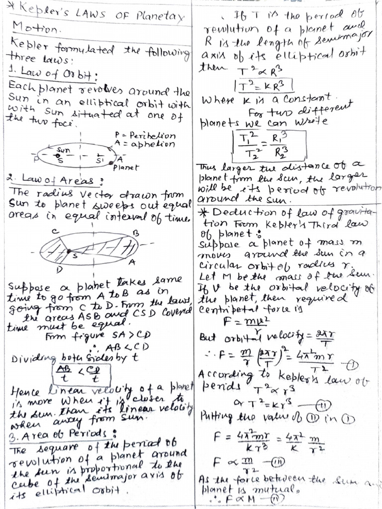 Assignment Of Kepler's laws of planetary Motion | PDF | Planetary ...