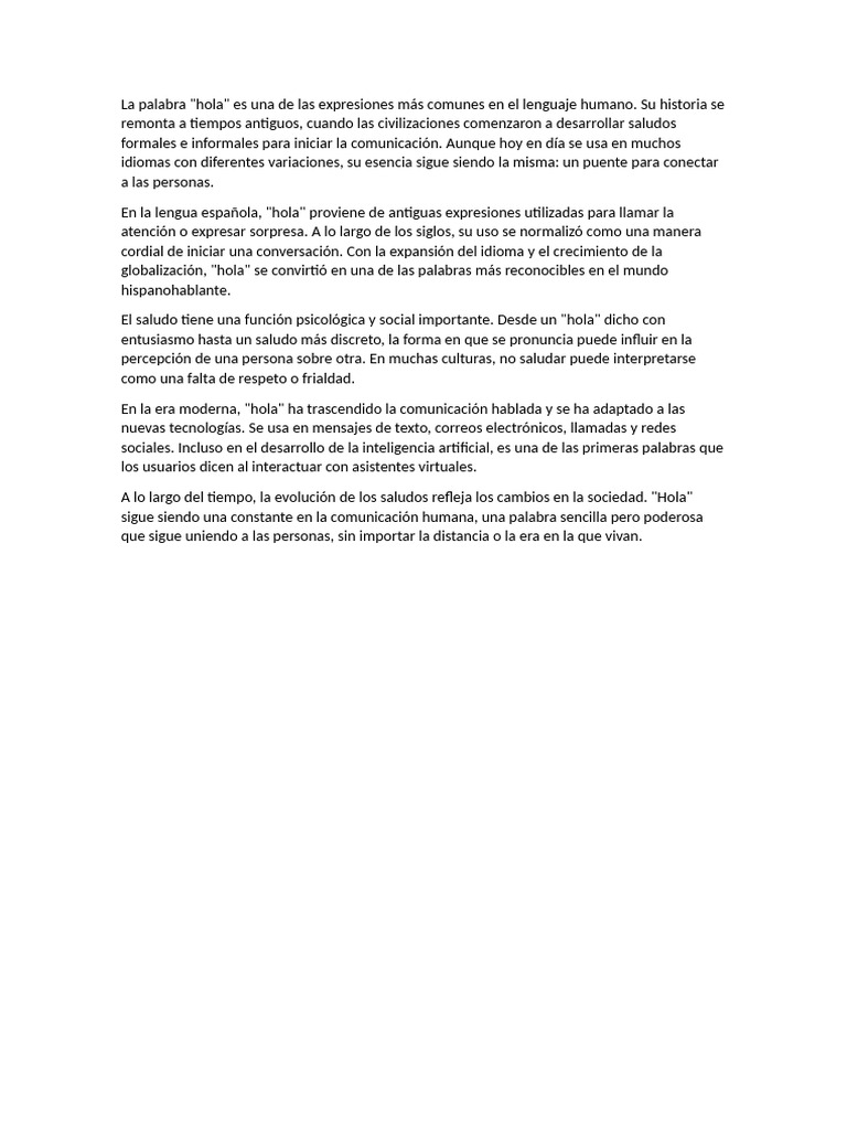 La historia y evolución de "hola" | PDF