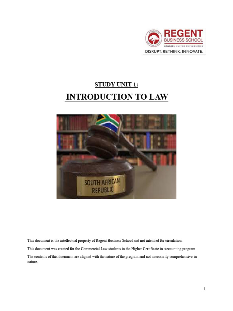 A. SU 1 Introduction To Law Notes - Commercial Law | PDF | Precedent ...