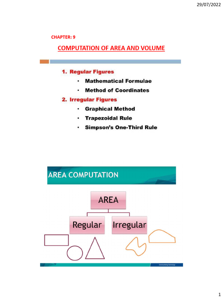 Area and Volume Computation in Surveying | PDF