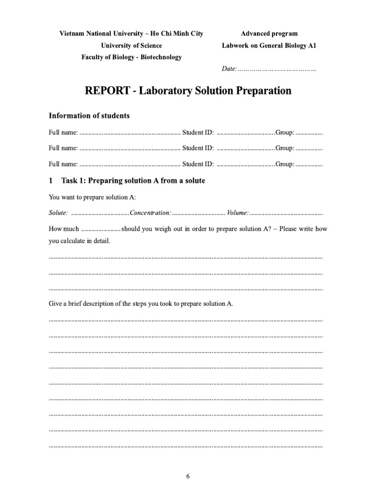 Laboratory Solution Preparation Uyen | PDF