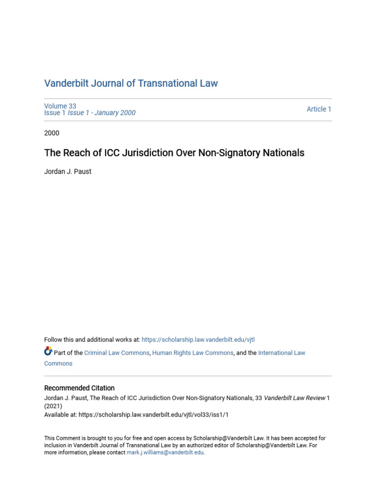 ICC Jurisdiction Over Non-Signatories | PDF | International Criminal ...