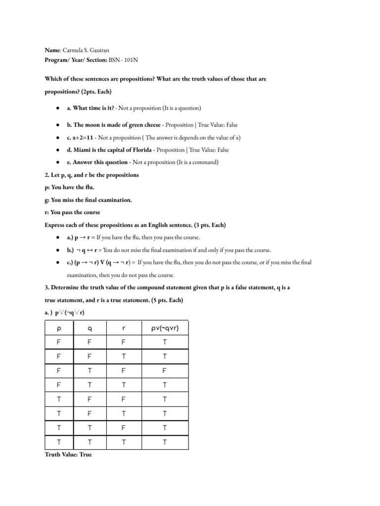 Midterm - Performance Task-1 | PDF | Proposition | Syntax (Logic)