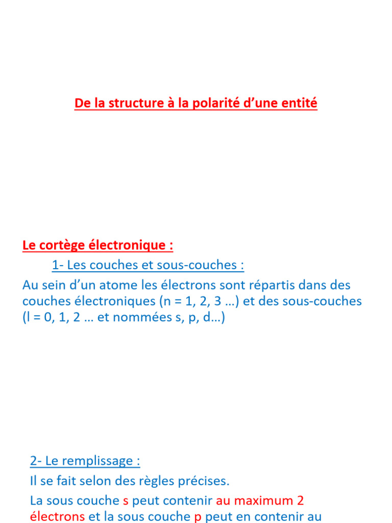 Structure et polarité des entités chimiques | PDF | Polarité (chimie ...