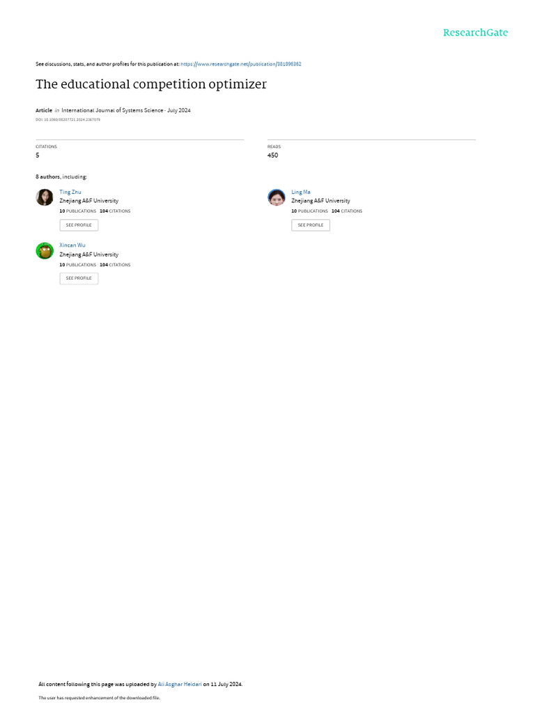 The Educational Competition Optimizer: International Journal of Systems ...