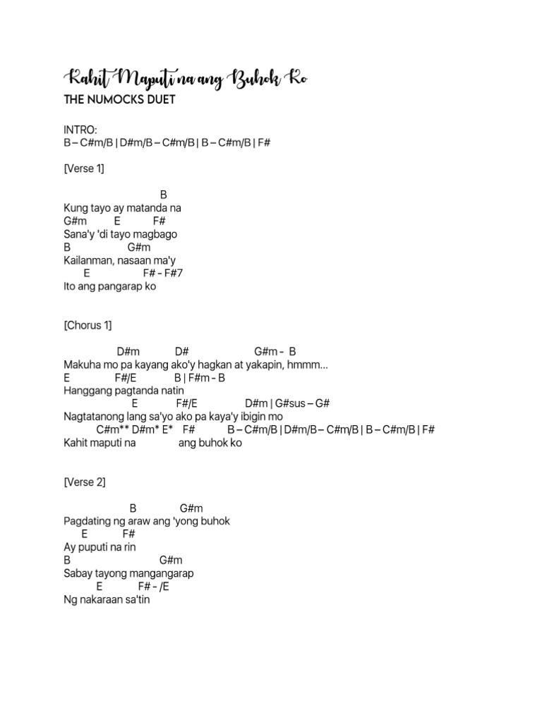 Numock Duet - Kahit Maputi Na Ang Buhok Ko | PDF