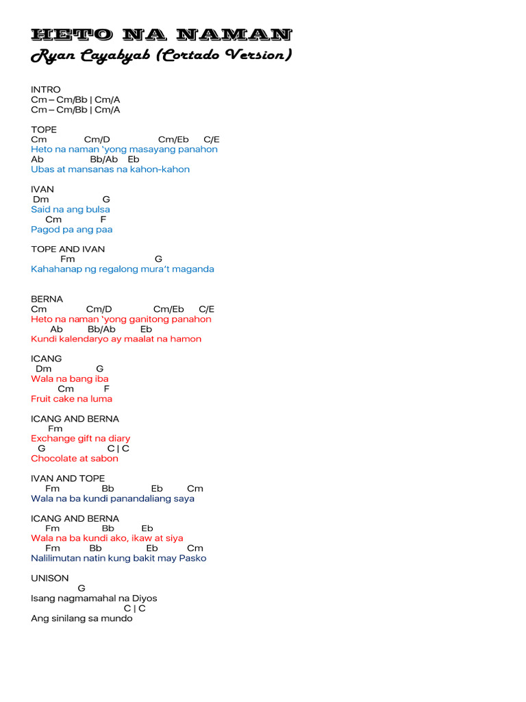 RYAN CAYABYAB - HETO NA NAMAN | PDF