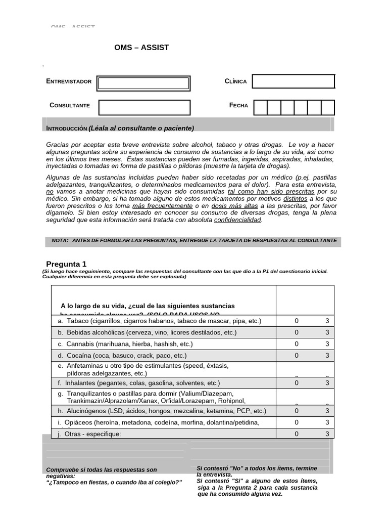 ASSIST Prueba | PDF | Drogas | Cannabis (Droga)