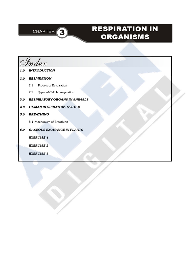 BIO - RESPIRATION IN Organism - CBSE | PDF | Respiratory System ...