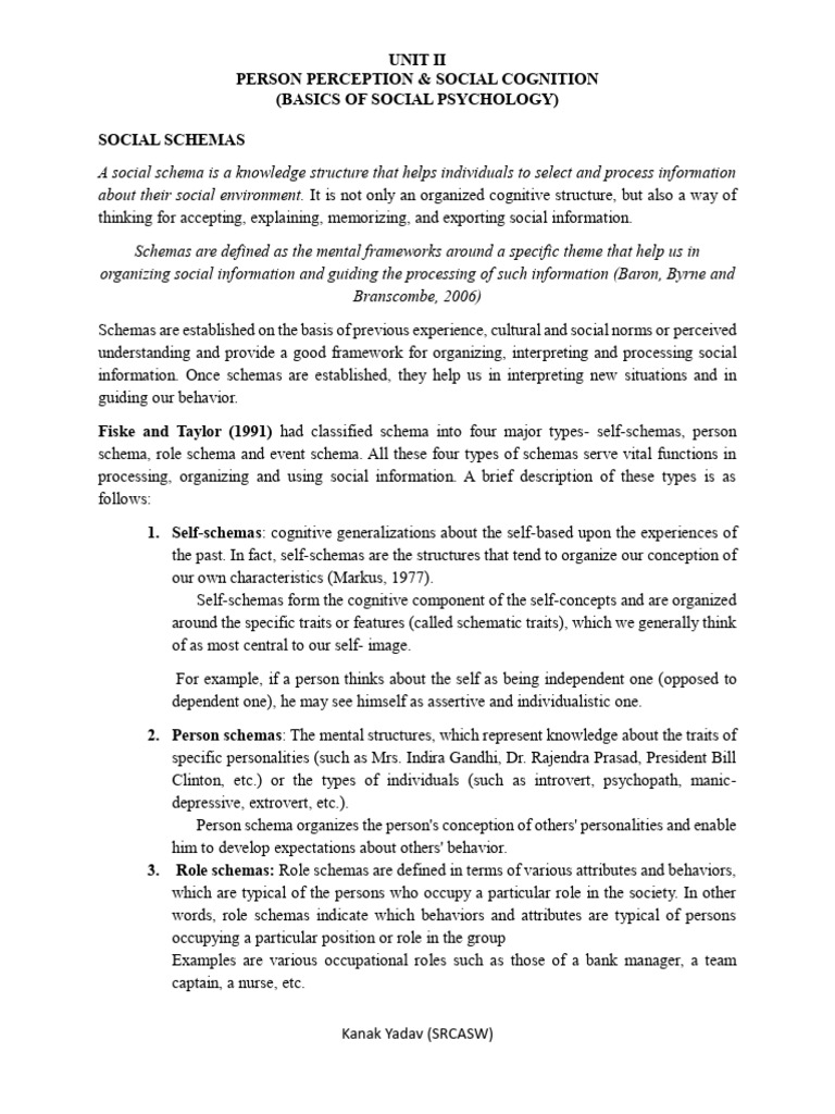 Person Perception & Social Cognition - Unit 2 (Bop) | PDF | Heuristic ...