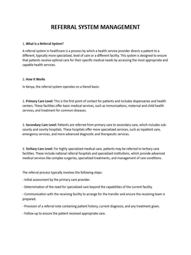 Kenya's Healthcare Referral System Overview | PDF | Health Care ...