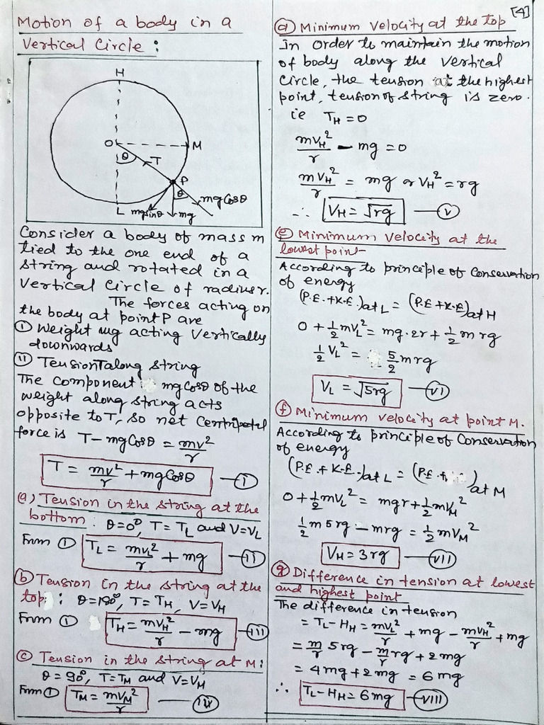 Motion of Body Along The Vertical Circle | PDF