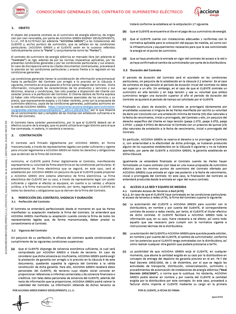 Acciona Energía (España) - CONDICIONES GENERALES DEL CONTRATO DE ...