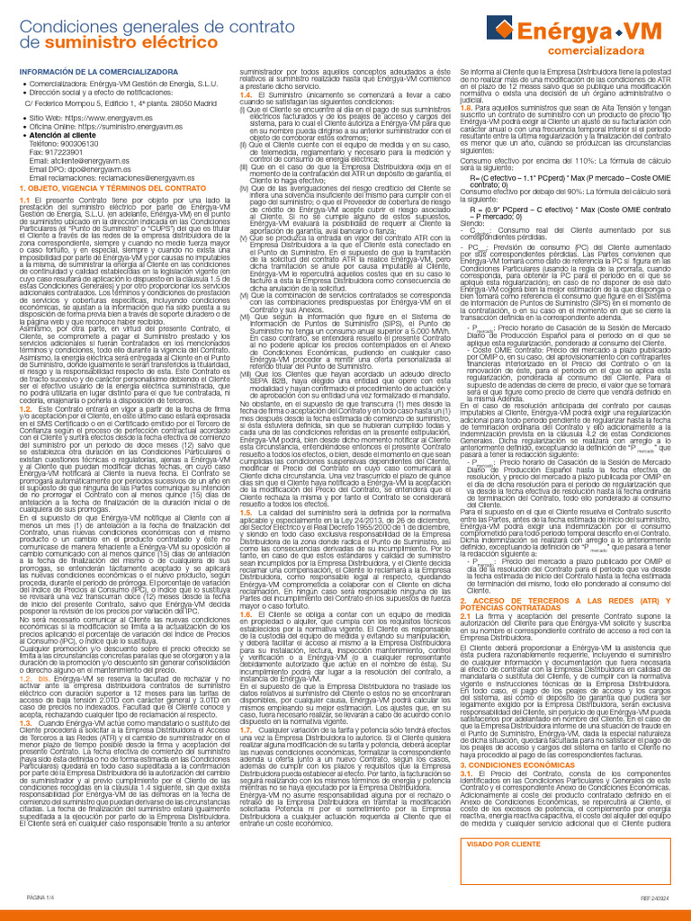 Enérgya VM (España) - Condiciones Generales del Contrato de Suministro ...