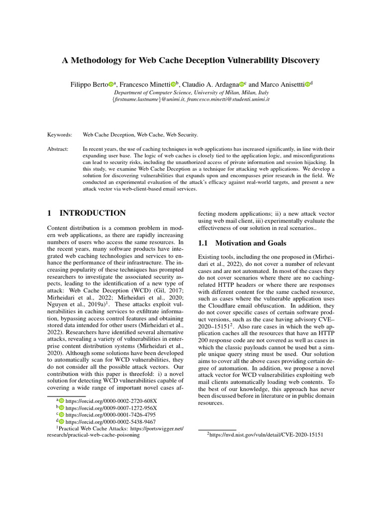 A Methodology For Web Cache Deception Vulnerability Discovery | PDF | Networking | Web Server