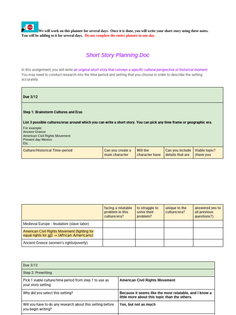 U2EA2 Short Story Planning | PDF | Narration | Race (Human Categorization)