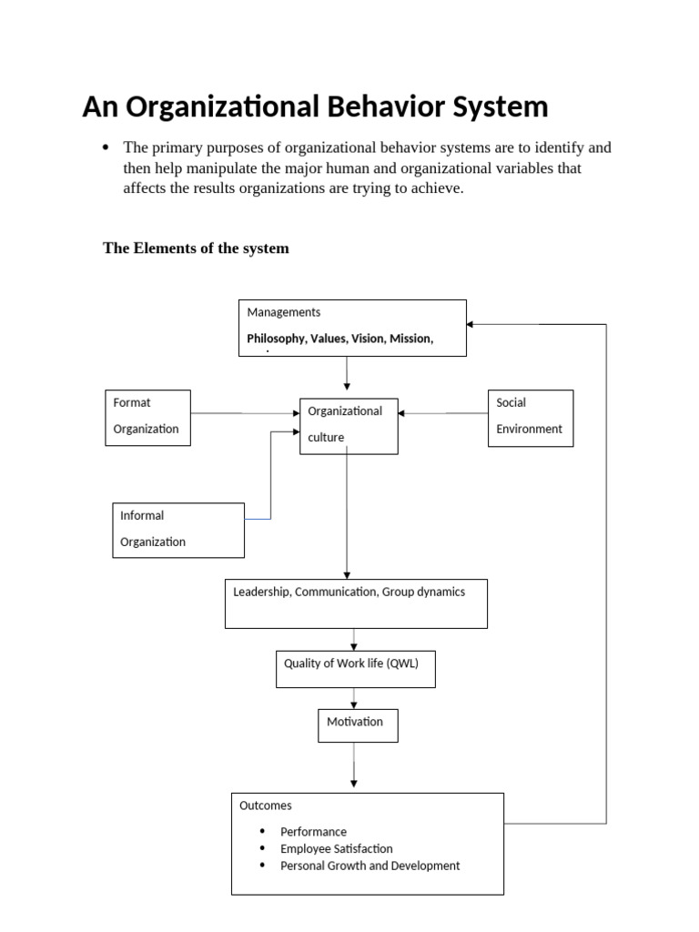 An Organizational Behavior System Report | PDF | Organizational ...