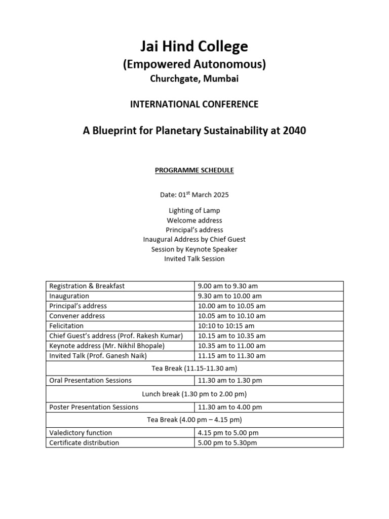 2025 International Conference Schedule | PDF