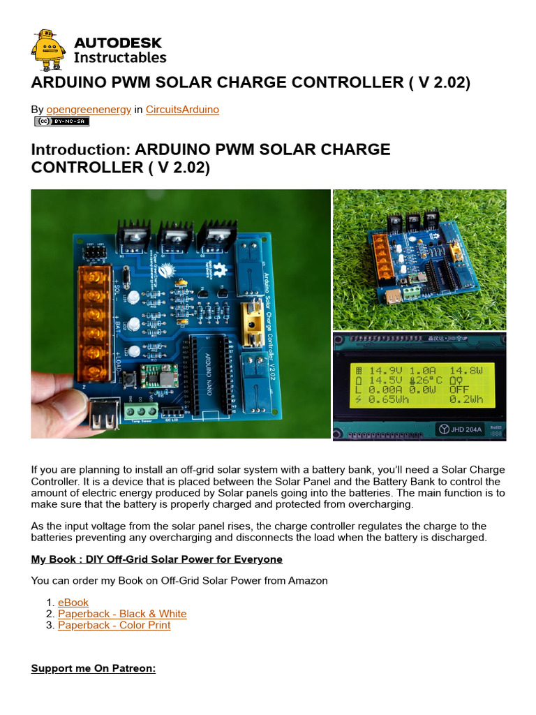 ARDUINO PWM SOLAR CHARGE CONTROLLER ( V 2.02) _ 25 Steps (with Pictures) - Instructables | PDF ...