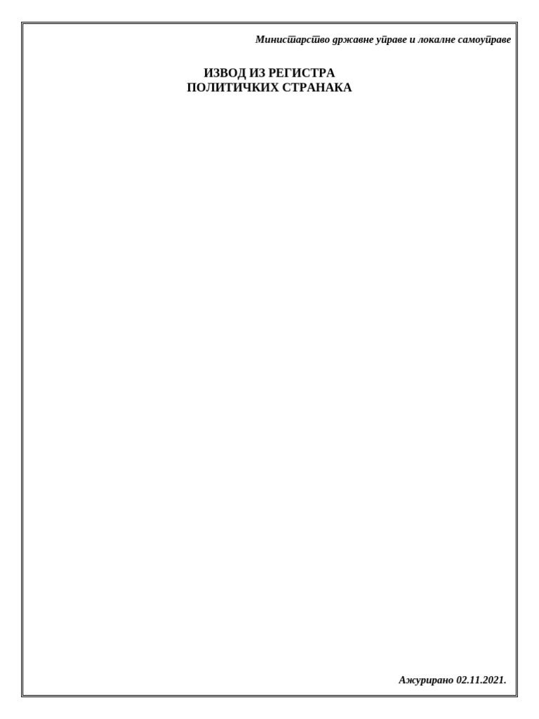 Izvod Iz Registra Politickih Stranaka 2 | PDF