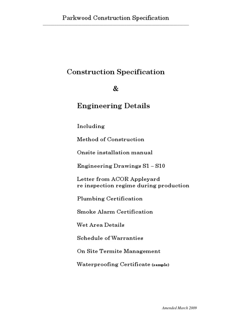 Parkwood Home Construction Specifications | PDF | Framing (Construction ...