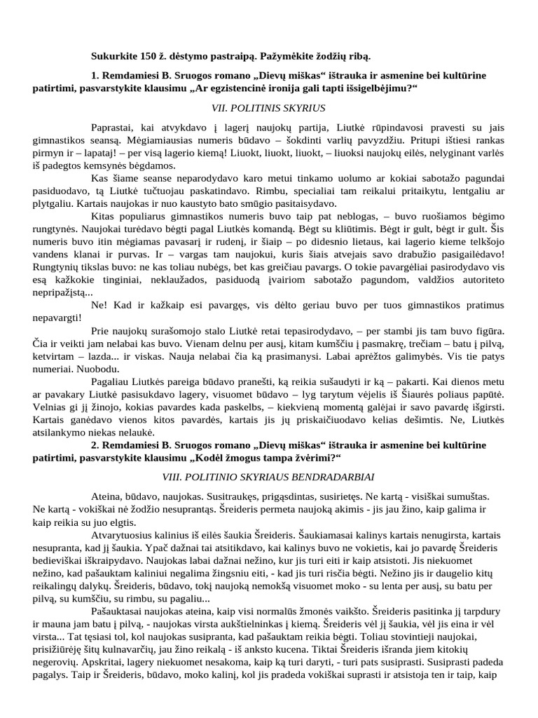 Sruoga Pastraipos Uzduotys | PDF