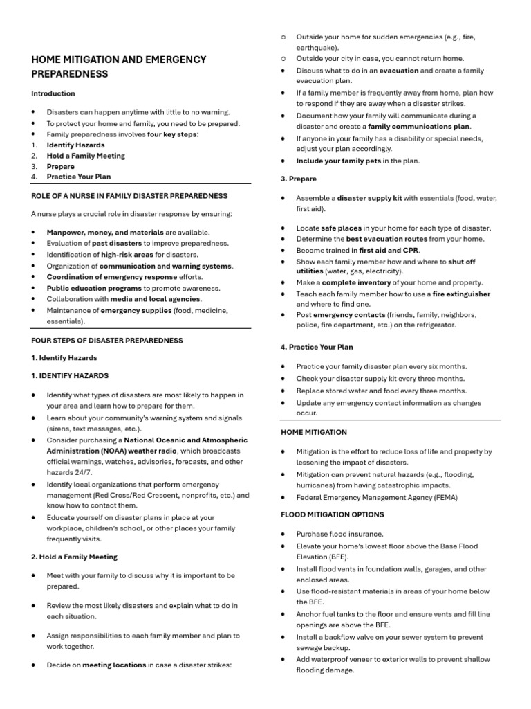 Home Mitigation and Emergency Preparednes1 | PDF | Emergency Management ...