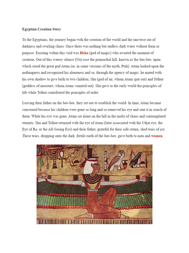 Egyptian Creation Story | PDF