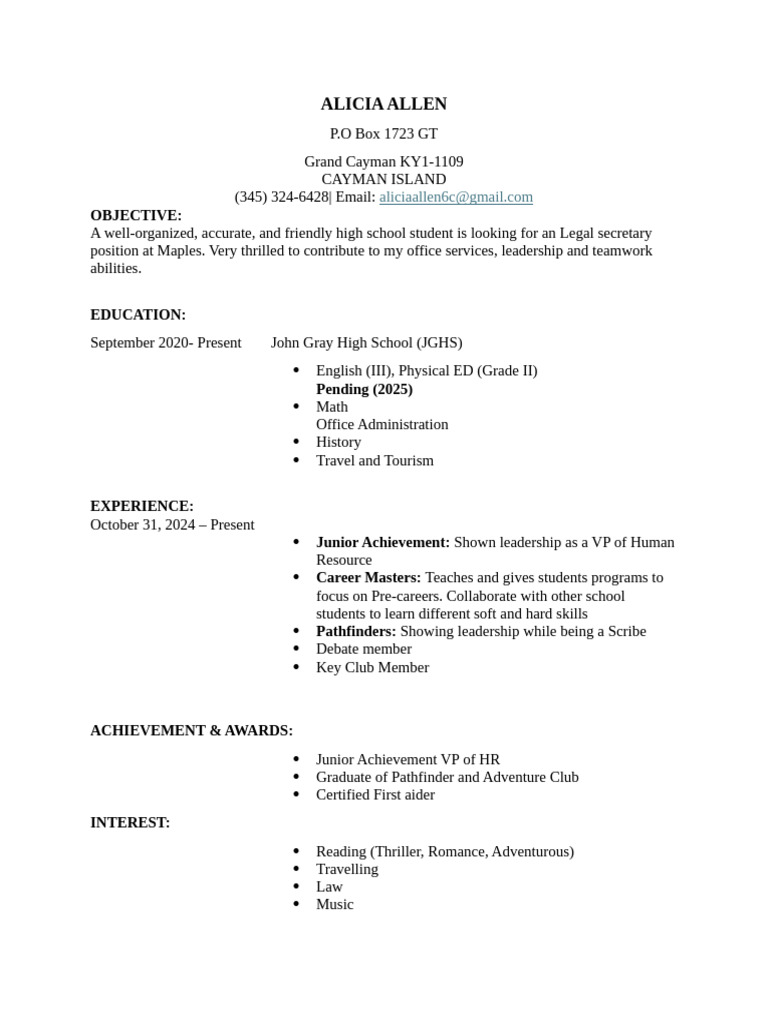 Maples Resume Alicia Allen | PDF