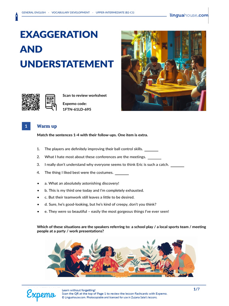 Exaggeration and Understatement British English Teacher B2 C1 | PDF | Languages | Foreign ...