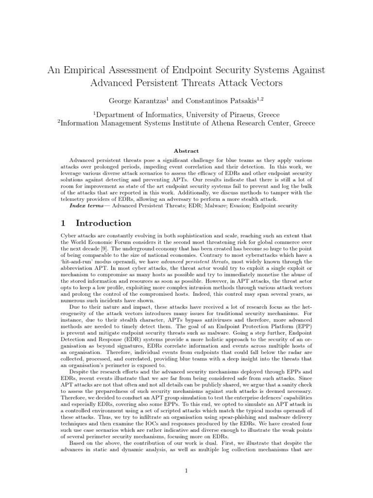 Empirical Assessment of Endpoint Security Systems | PDF | Computer Security | Security