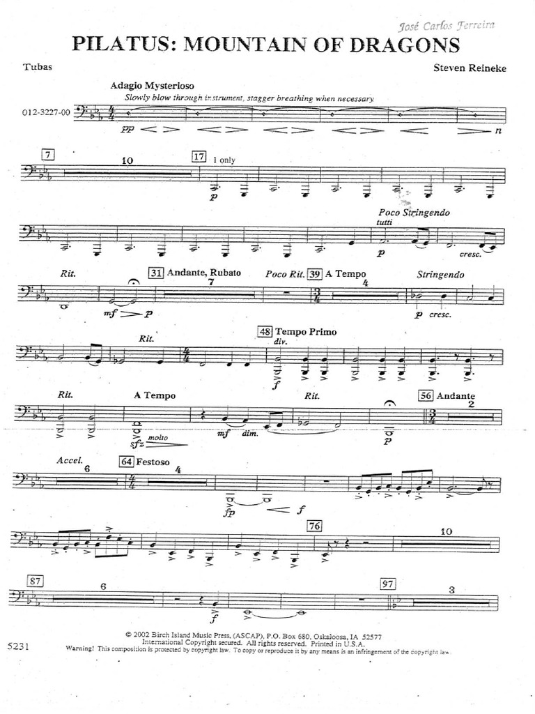 Pilatus, Mountain of Dragons - Tuba | PDF