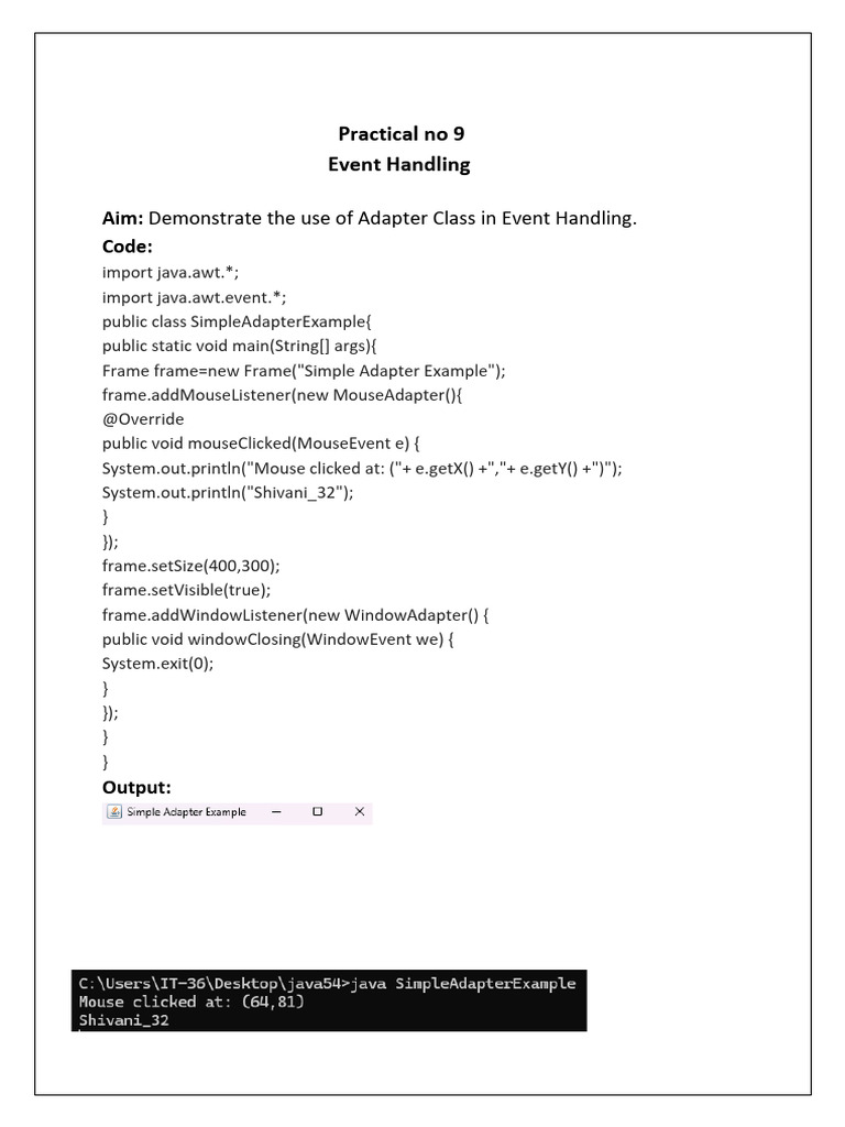 Practical No 9 JAVA | PDF