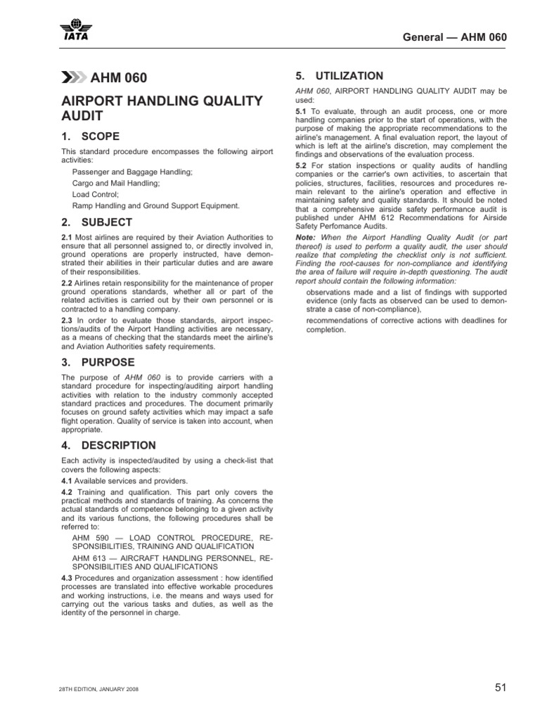 AHM060 Airport Handling Quality Audit | PDF | Aerospace | Transport