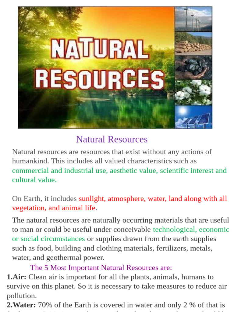 ES Unit 2 Natural Resources | PDF | Water | Groundwater