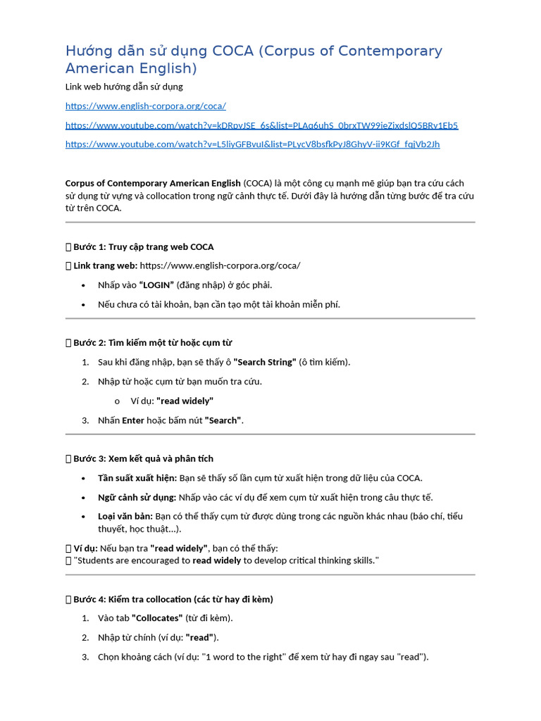 11. Hướng dẫn sử dụng COCA (corpus) | PDF