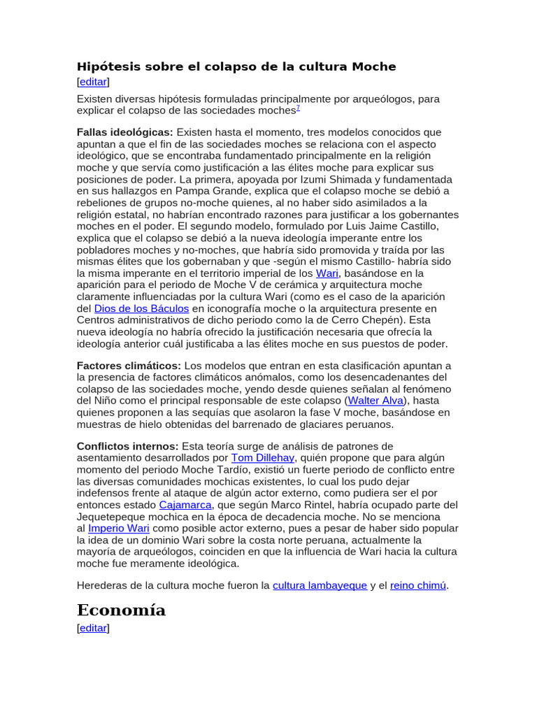 Hipótesis Sobre El Colapso de La Cultura Moche | PDF