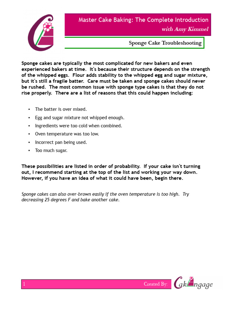 Sponge Cake Troubleshooting | PDF