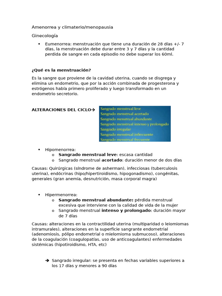 Amenorrea y sus alteraciones menstruales | PDF | Menstruación | Ciclo ...