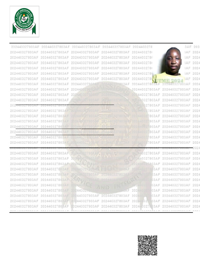 UTME 2024 Result Slip for Adebimpe | PDF | Student Assessment And ...
