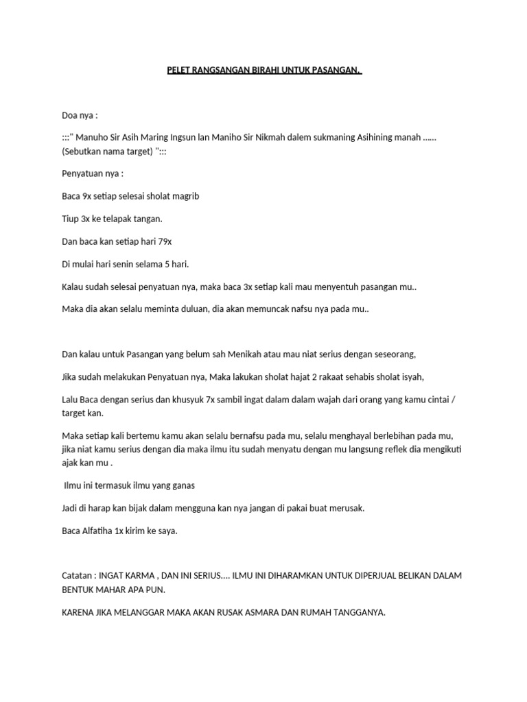 Pelet Rangsangan Birahi | PDF