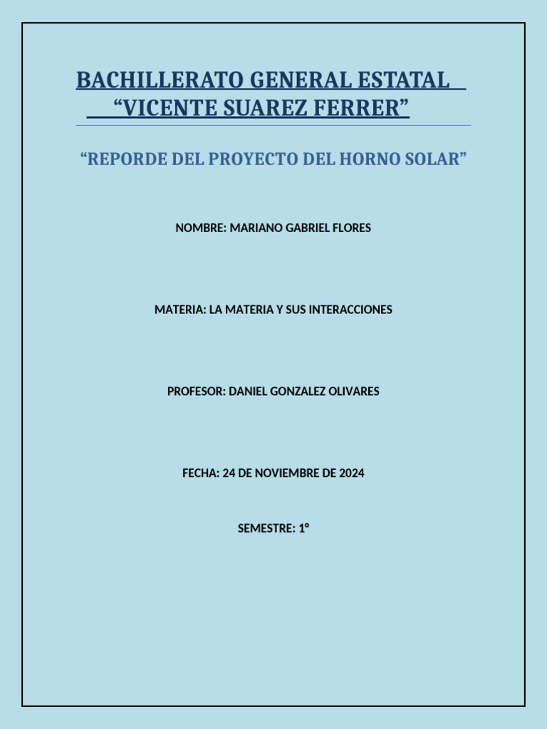 Proyecto de Horno Solar Casero | PDF