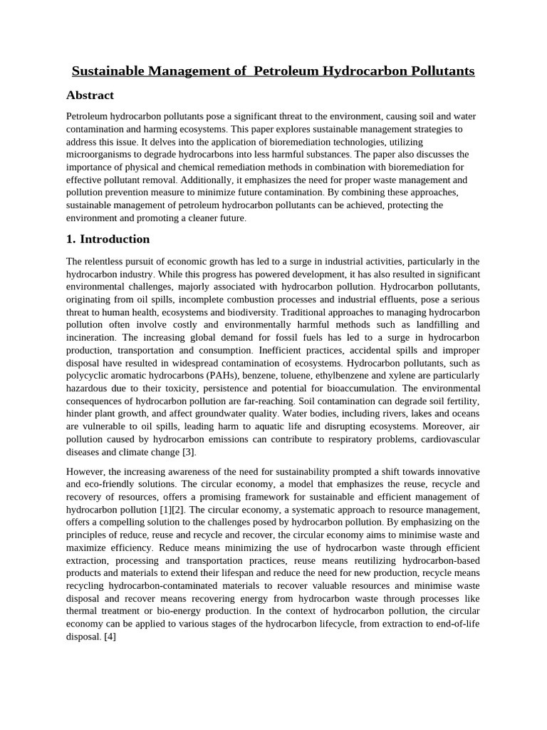 Sustainable Management of Hydrocarbon Pollution | PDF | Air Pollution ...