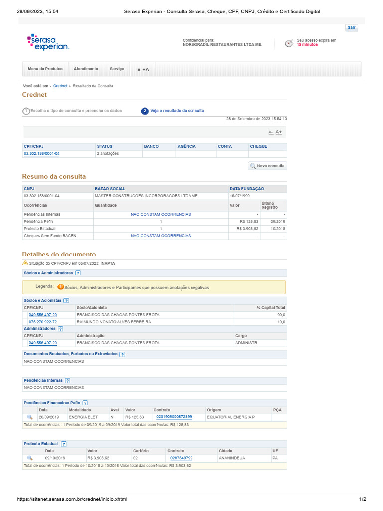 Serasa Experian - Consulta Serasa, Cheque, CPF, CNPJ, Crédito e Certificado Digital | PDF ...